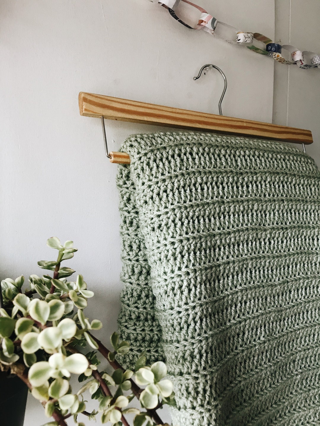Cozy Sage Green Crocheted Throw Ribbed Blanket Neutral Home Decor - Etsy