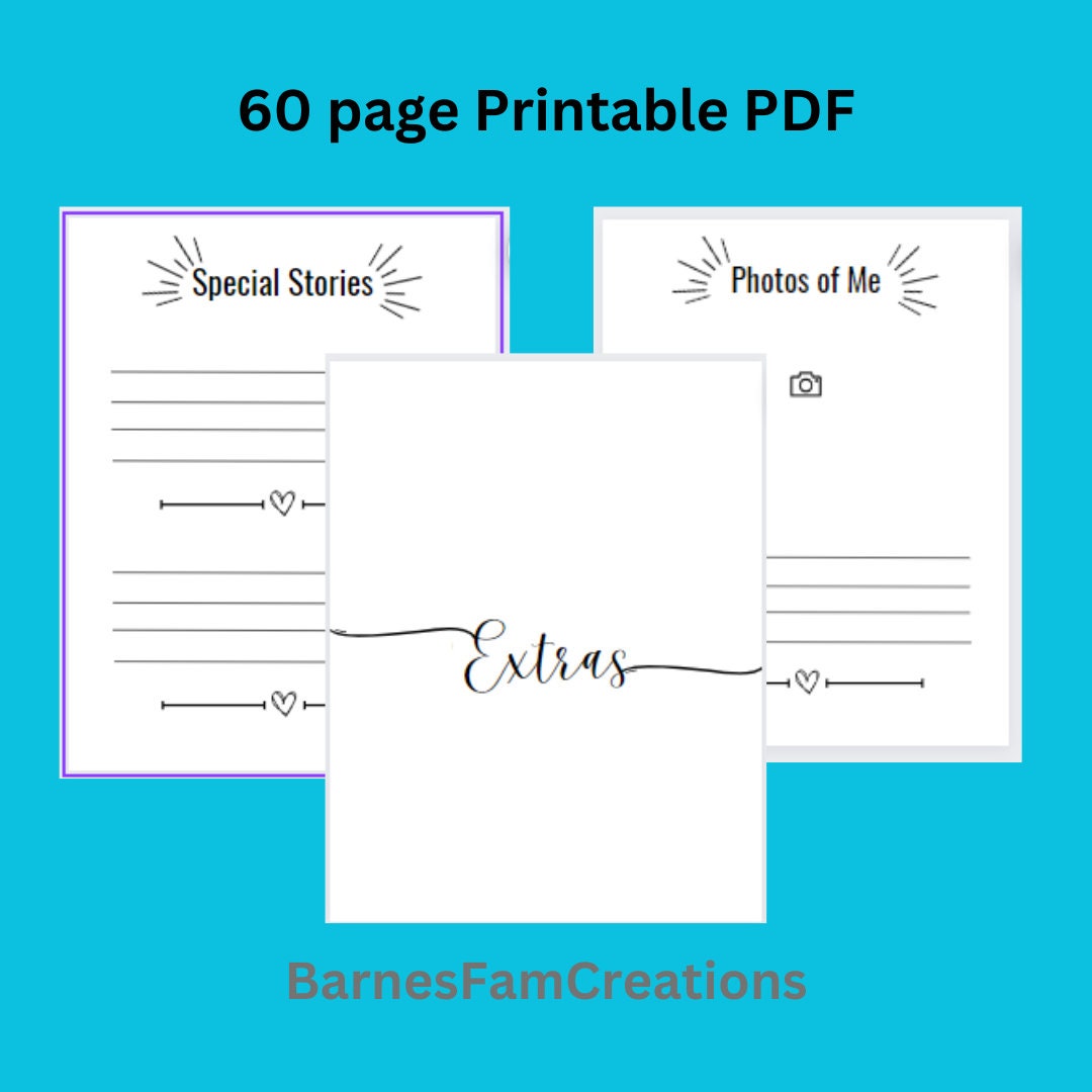 Printable Baby Book Pages/ Instant Download/ Keepsake/ Baby's First ...