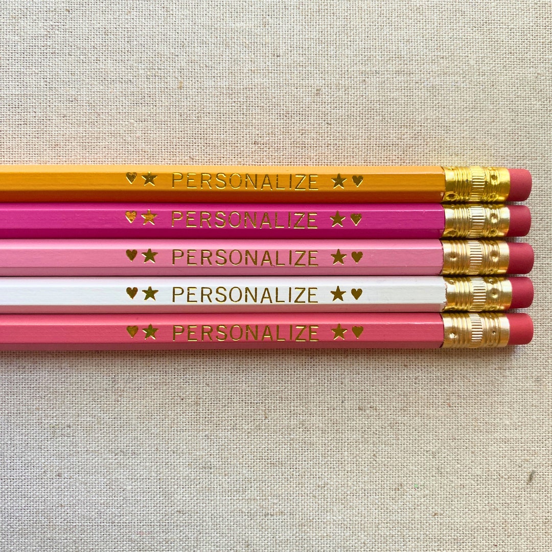 Personalized Pencil Set: Gold Foil Stamped Stationery Gift - Etsy