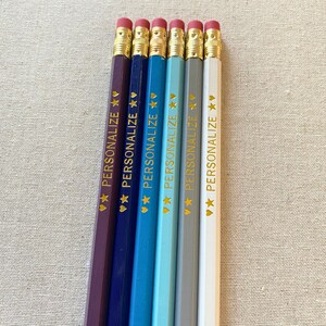 Personalized Pencil Set, 6 Custom Gold Foil Stamped Pencils for ...