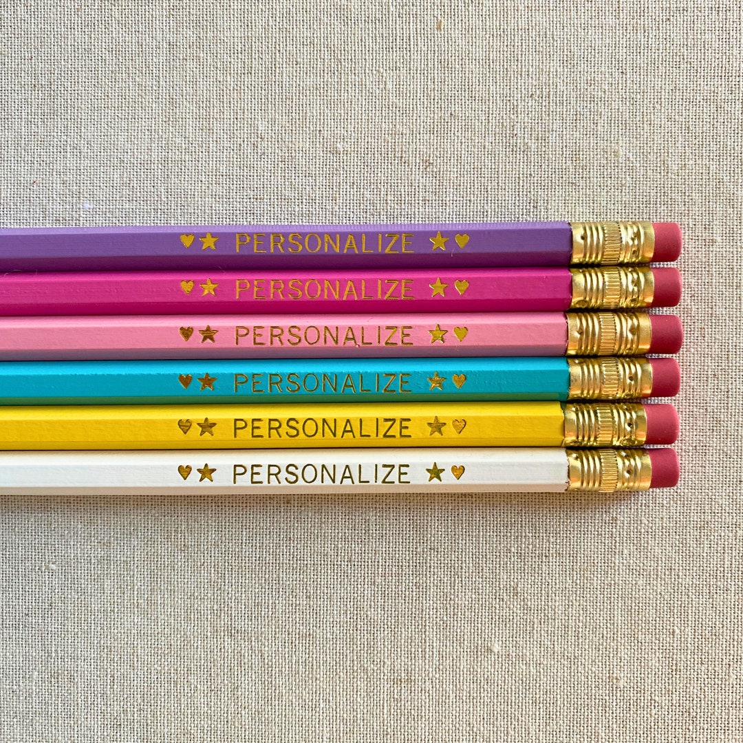 Personalized Pencil Set, 6 Custom Gold Foil Stamped Pencils for ...