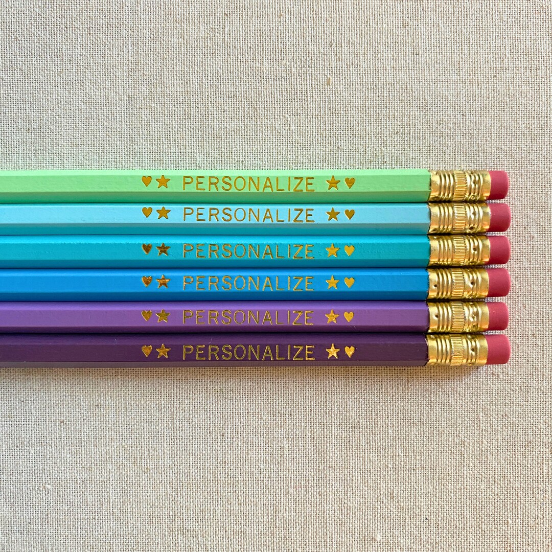 Personalized Pencil Set, 6 Custom Gold Foil Stamped Pencils for ...