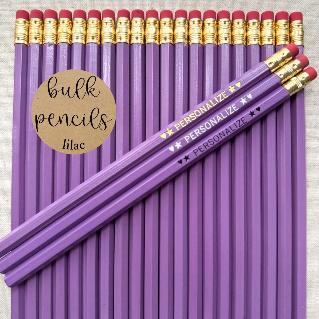 LILAC Bulk Personalized Pencils, Custom Foil Stamped for Event Favors ...