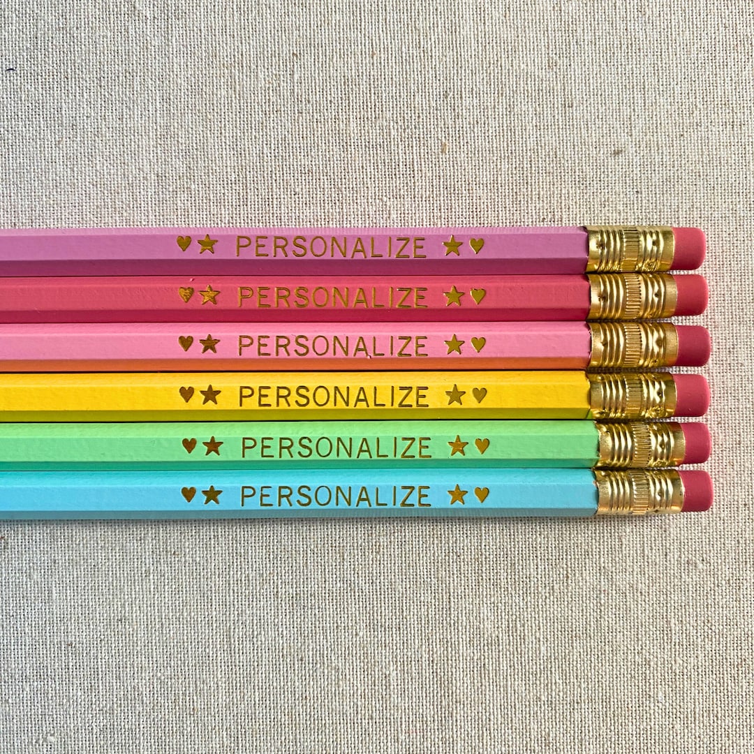 Personalized Pencil Set, 6 Custom Gold Foil Stamped Pencils for ...