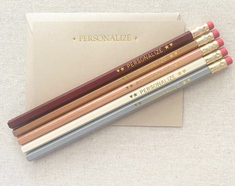 Personalized Gold Foil Stamped Notecard and Pencil Gift Set, Thank You ...