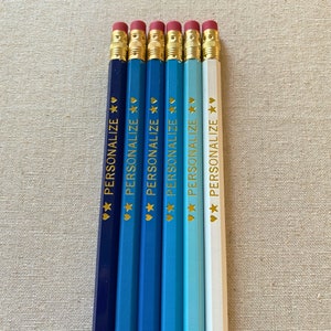 Personalized Pencil Set, 6 Custom Gold Foil Stamped Pencils for ...
