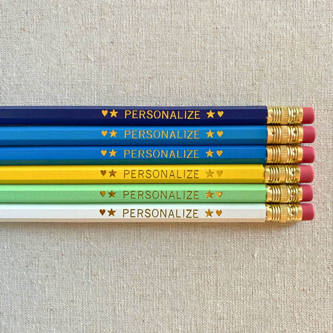 Personalized Pencil Set, 6 Custom Gold Foil Stamped Pencils for ...