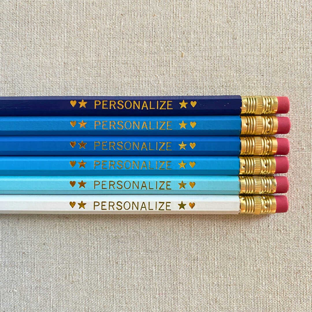 Personalized Pencil Set, 6 Custom Gold Foil Stamped Pencils for ...