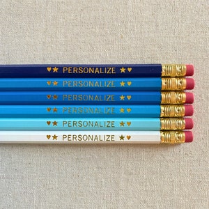 Personalized Pencil Set, 6 Custom Gold Foil Stamped Pencils for ...