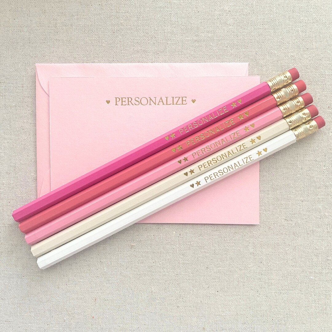 Personalized Gold Foil Stamped Notecard and Pencil Gift Set, Thank You ...