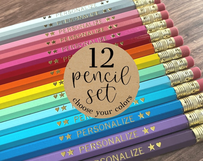 Personalized Pencils, 12 Pencil Set, Stocking Stuffer, Christmas Gift ...