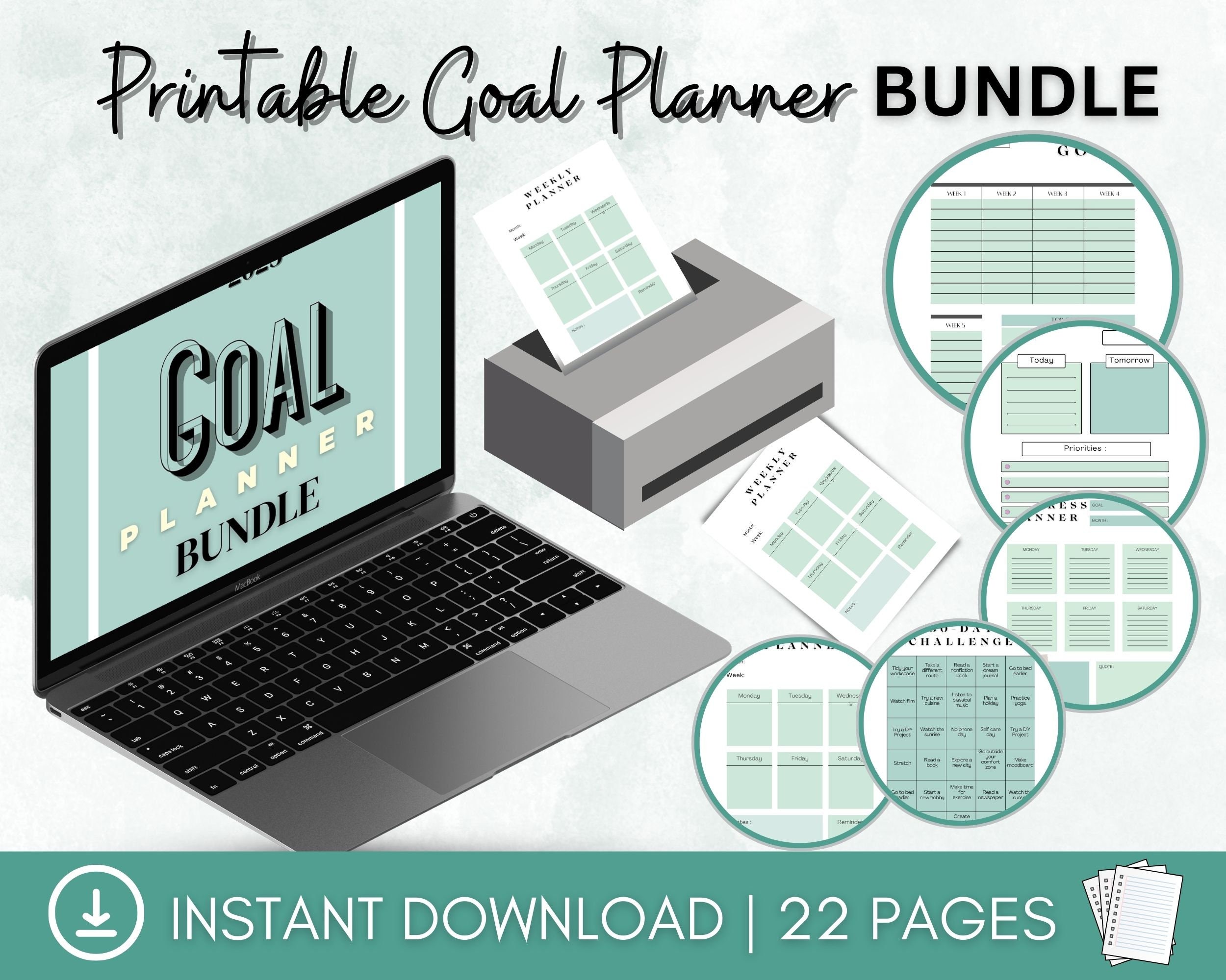 Goal Planner Bundle, 2023 Goals Tracker, SMART Goal Setting, Habit ...