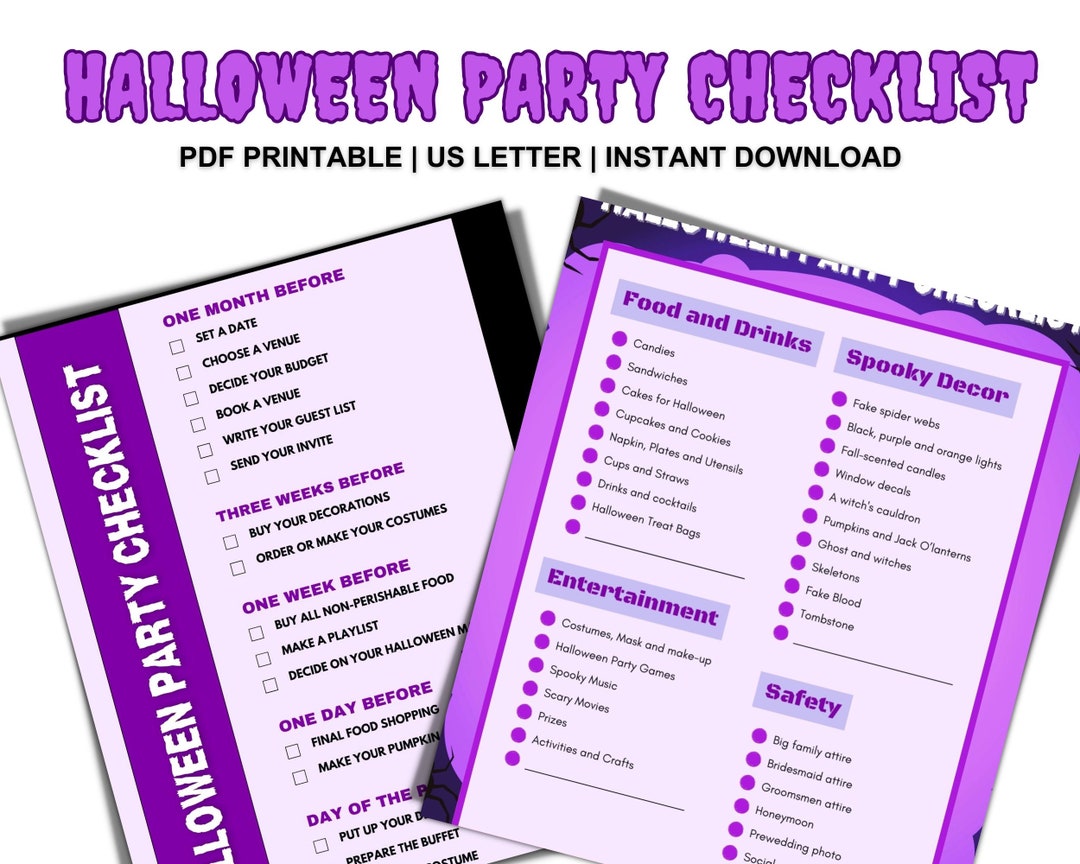 Halloween Party Checklist Printable Party Planning for Holidays - Etsy