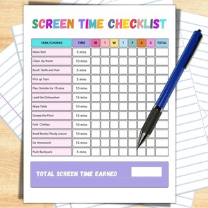 Screentime Checklist for Kids Screen Time Checklist Screen Time Rules ...