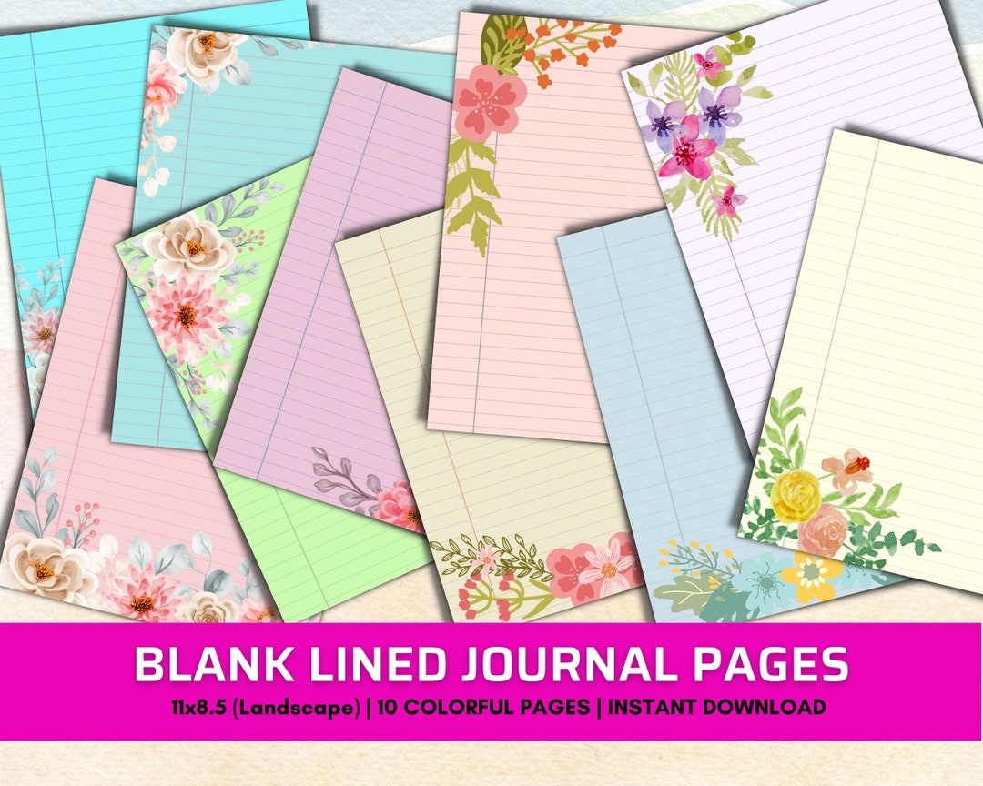 Blank Lined Journal Junk Journal Basic Papers Printable PDF Pages - Etsy