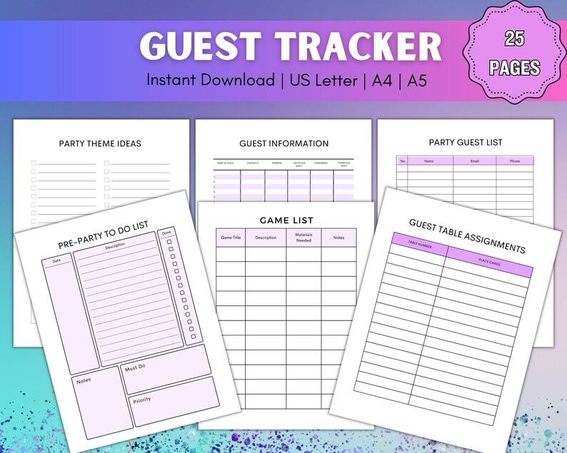 Party Planner Event Planner Printable Menu Planner Digital - Etsy