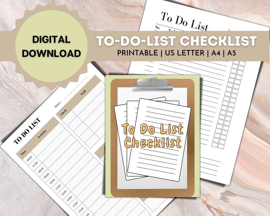 To Do List Checklist Task Lists Tasks List Template Printable ...