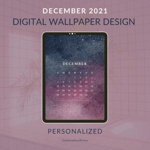 December 2021 Calendar Digital Wallpaper for Iphone Android - Etsy India