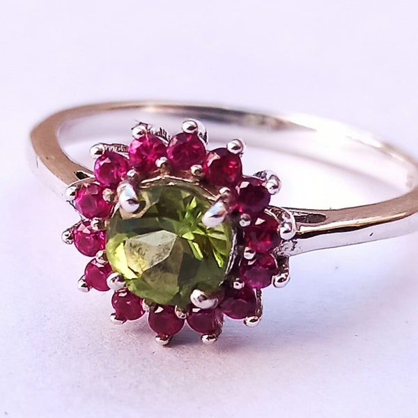 Ruby Peridot Ring - Etsy