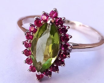 Ruby Peridot Ring | Etsy
