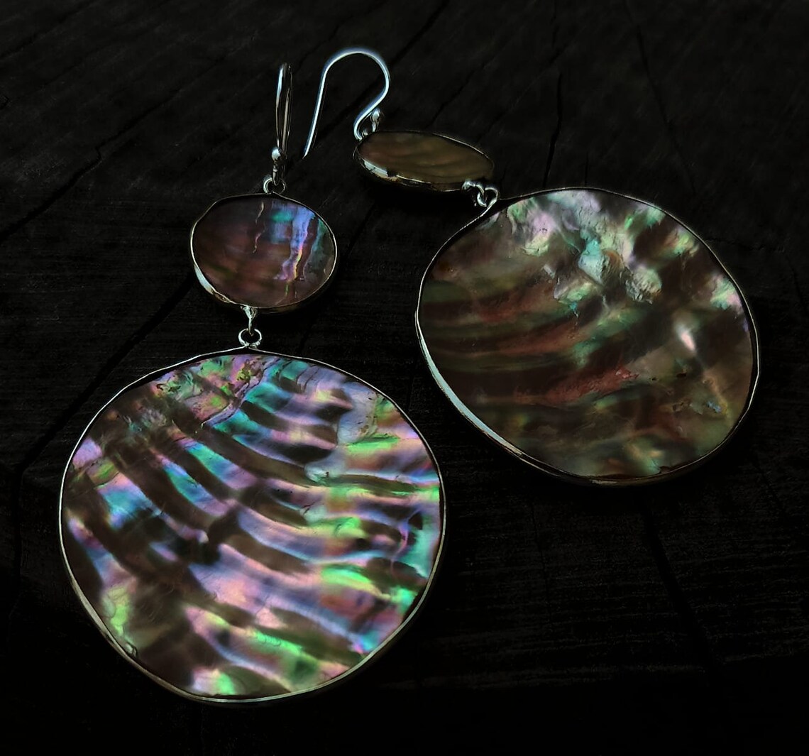 Long Pink Abalone Earrings Thin Pink Abalone Earrings 2.7 | Etsy