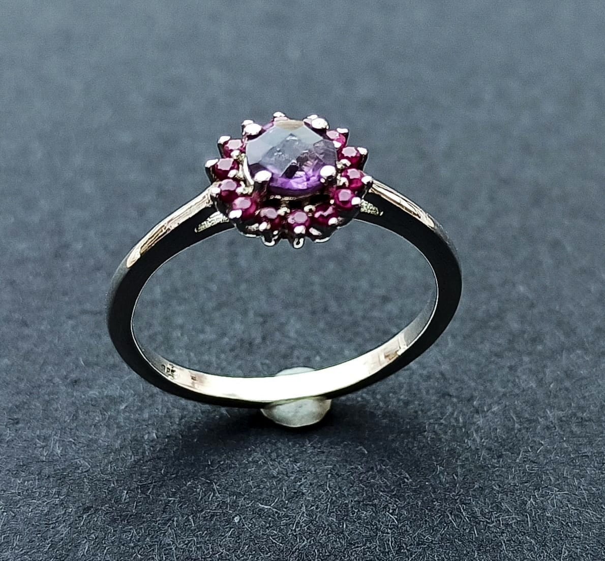 925 Sterling Silver Handmade Ring With Natural Amethyst & Ruby | Etsy