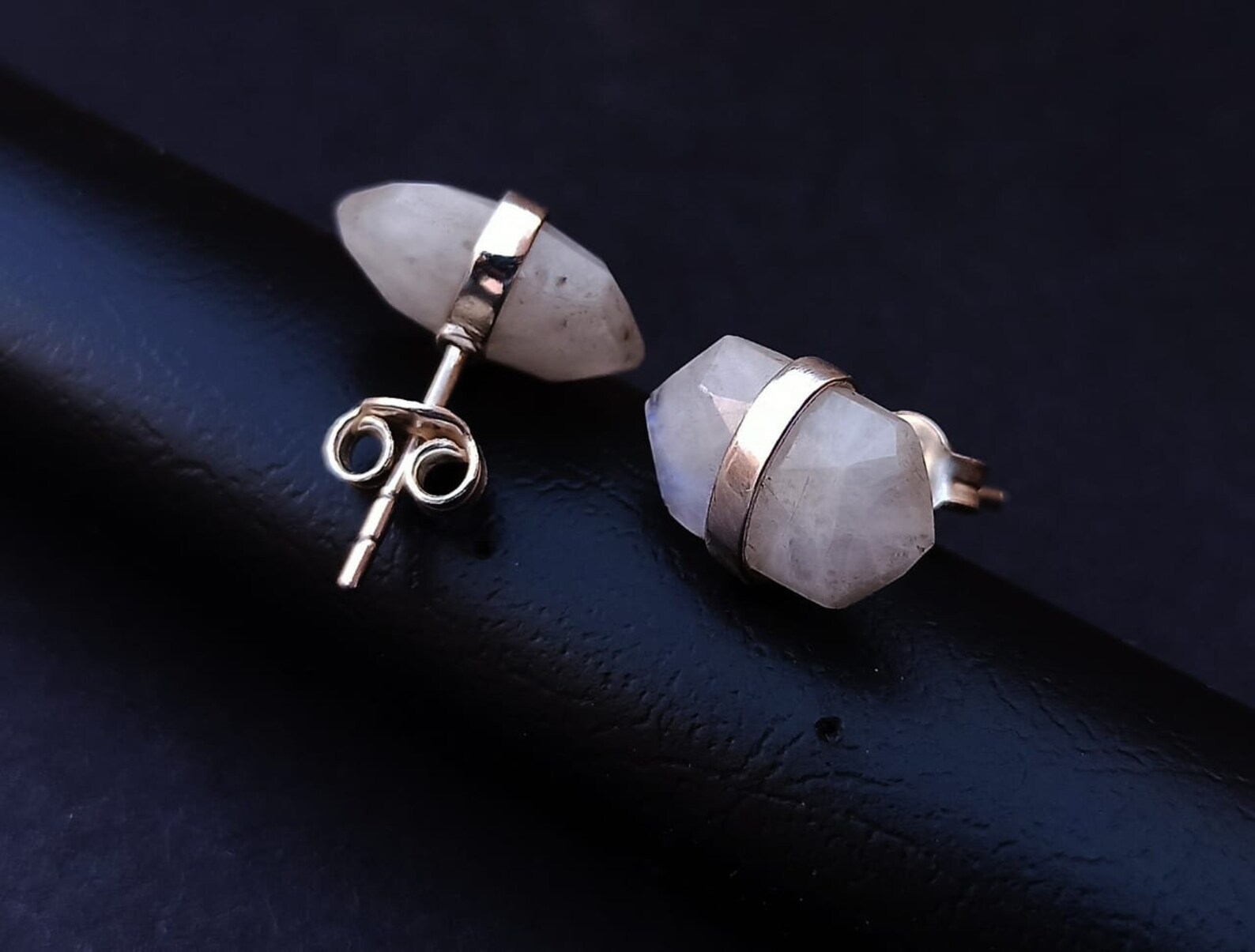 Natural Rainbow Moonstone Stud Earrings -925 Sterling Silver- Moonstone ...