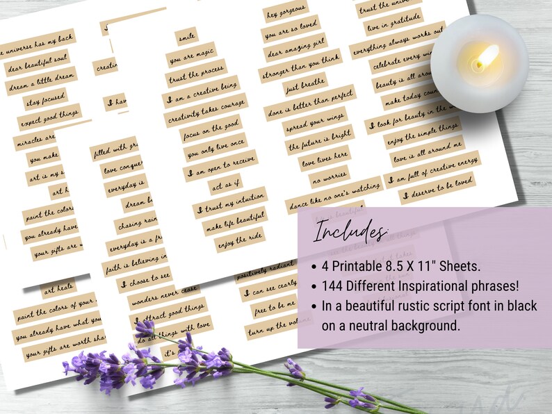 Vintage Inspired - Script Font - Journal Phrases – 144 Printable Quote ...