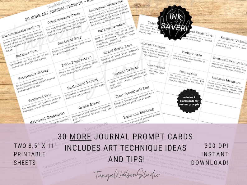 30 Journal Prompt Cards for Art Journaling I Painting I Drawing I Color ...