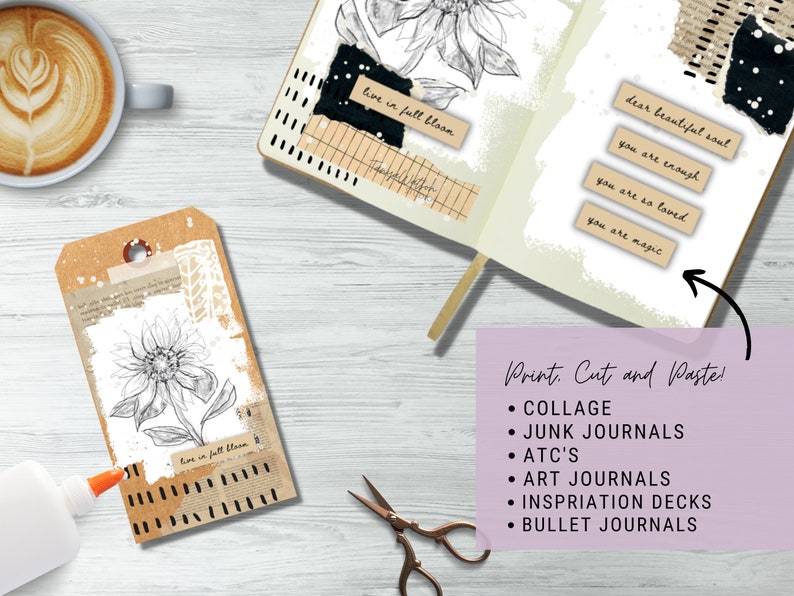 Vintage Inspired - Script Font - Journal Phrases – 144 Printable Quote ...