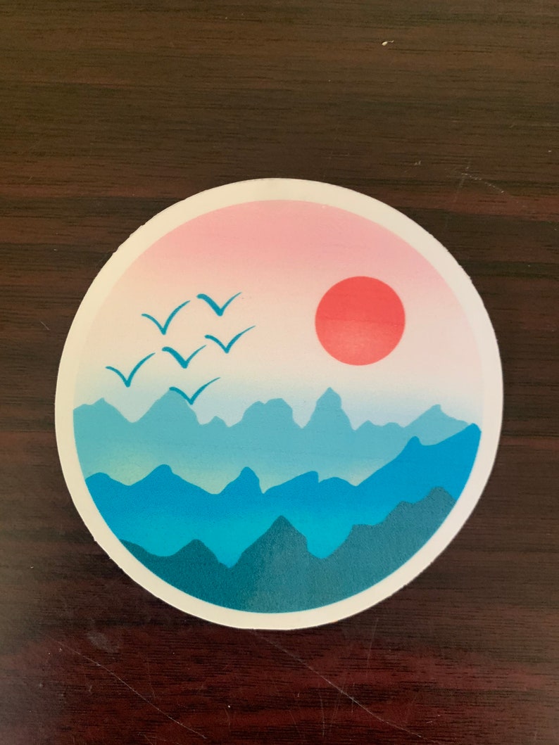 Mountain Sunrise Sticker| Vinyl Waterproof Sticker - Etsy