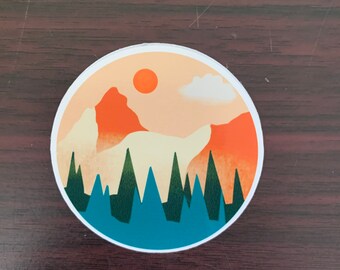 Mountain Sunrise Sticker| Vinyl Waterproof Sticker - Etsy