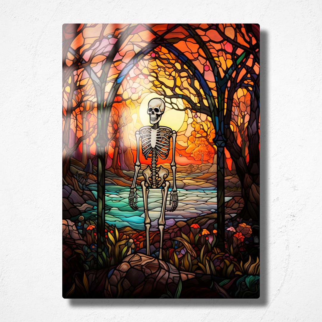 Halloween Skeleton Art: Tempered Glass or Canvas Skull Decor - Etsy