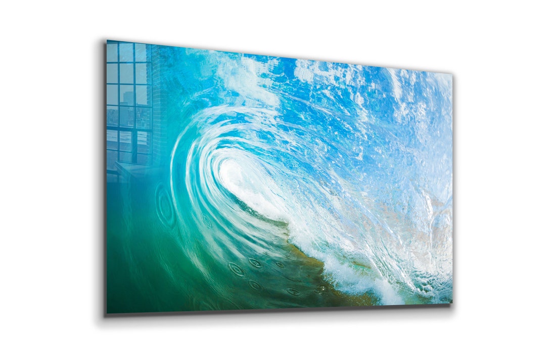 Tempered Glass Wave Wall Art: Extra Large Coastal Decor - Etsy