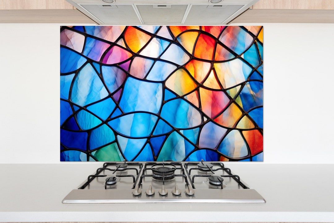 Abstract Stained Pattern Kitchen Decor /kitchen Backsplash /chopping ...