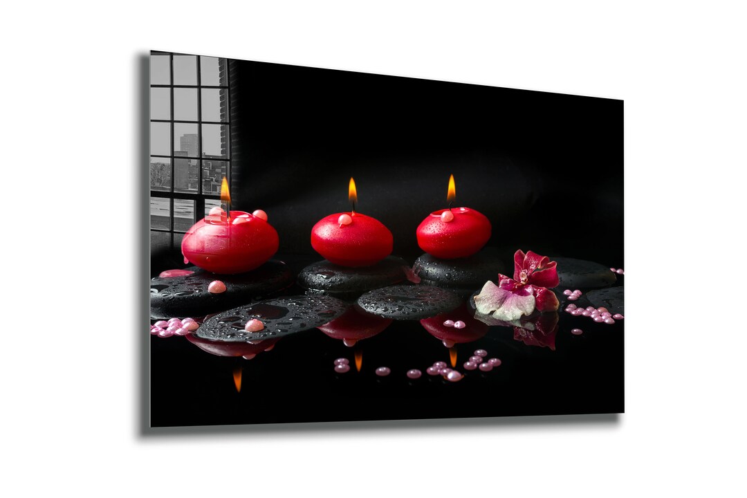 Zen Stones Tempered Glass Wall Art: Vivid Spa Decor - Etsy