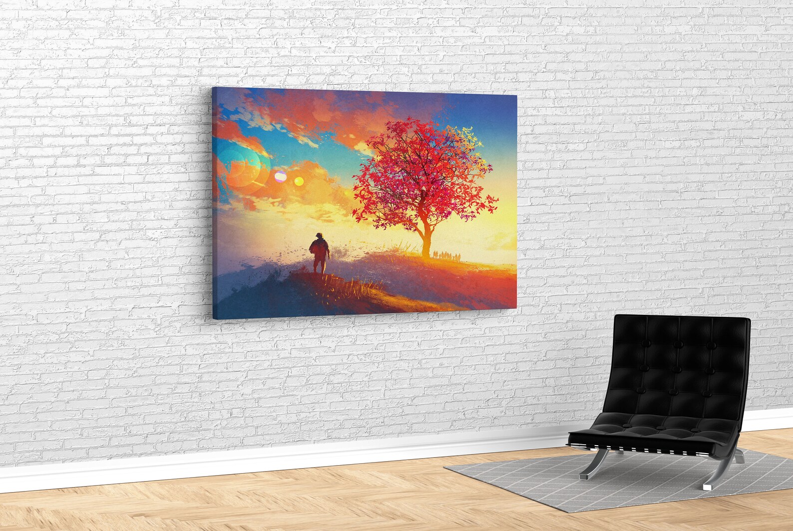 Lonely Tree on the Mountain Print on Canvas Floating Frame - Etsy