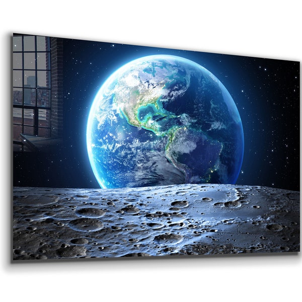 Tempered Glass Moon Art - Etsy
