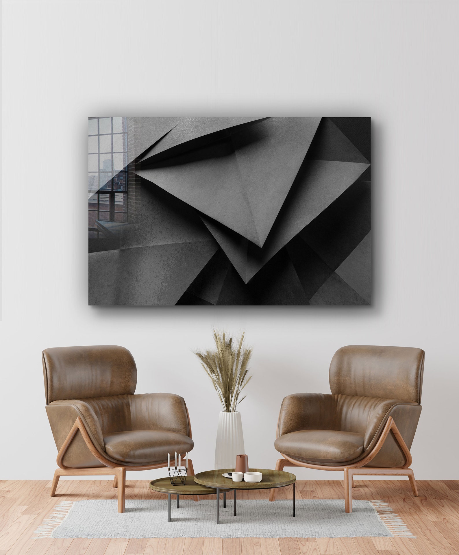 Black Abstract Tempered Glass Printing Wall Art Natural and - Etsy