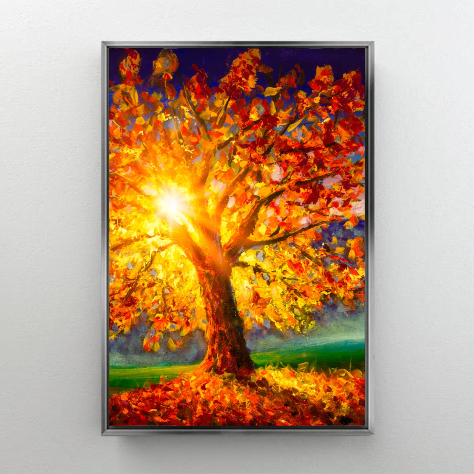 Tree Sunset Painting Print on Canvas Floating Frame Option - Etsy