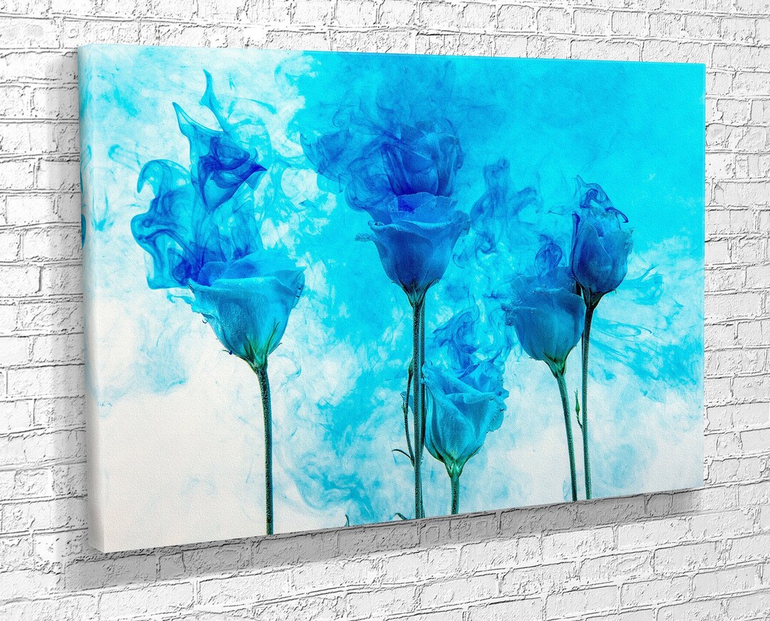 Blue Roses Abstract Print on Canvas , Floating Frame Option, Modern ...