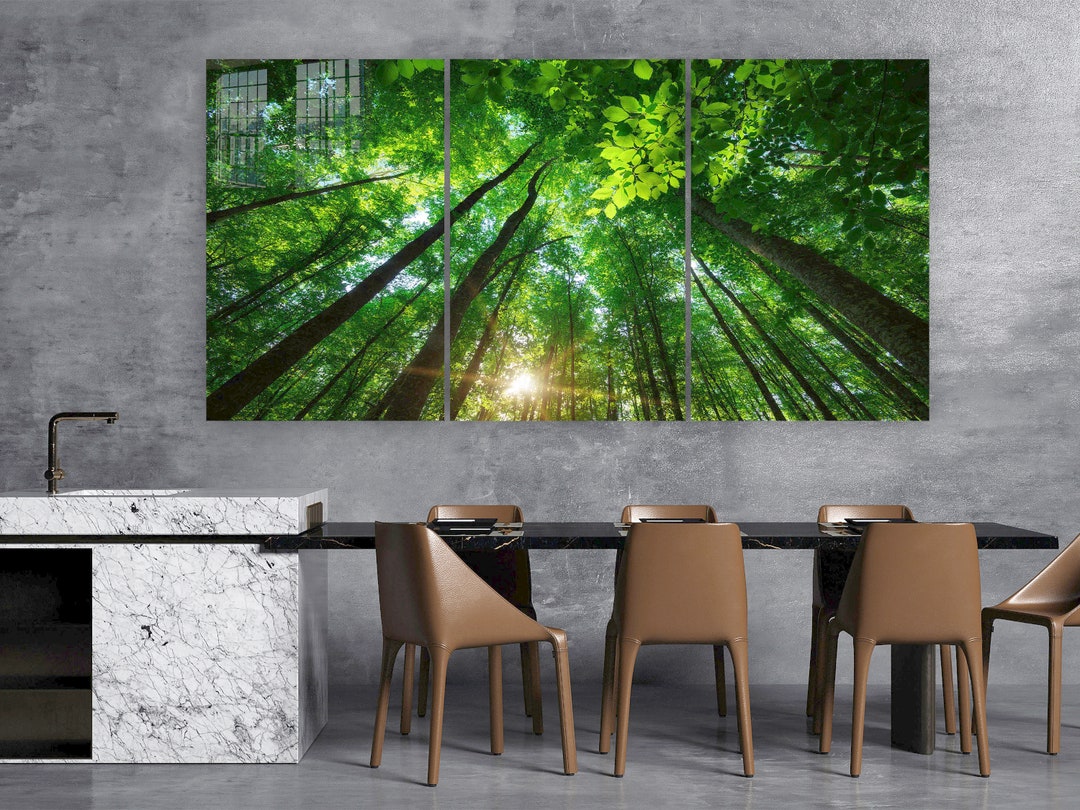Tree Scenery , Oak Tree , Jungle Mega Size Tempered Glass Print Wall ...