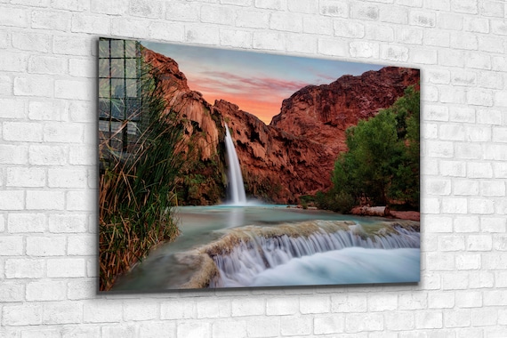 Waterfall Tempered Glass Printing Wall Art Natural and Vivid | Etsy