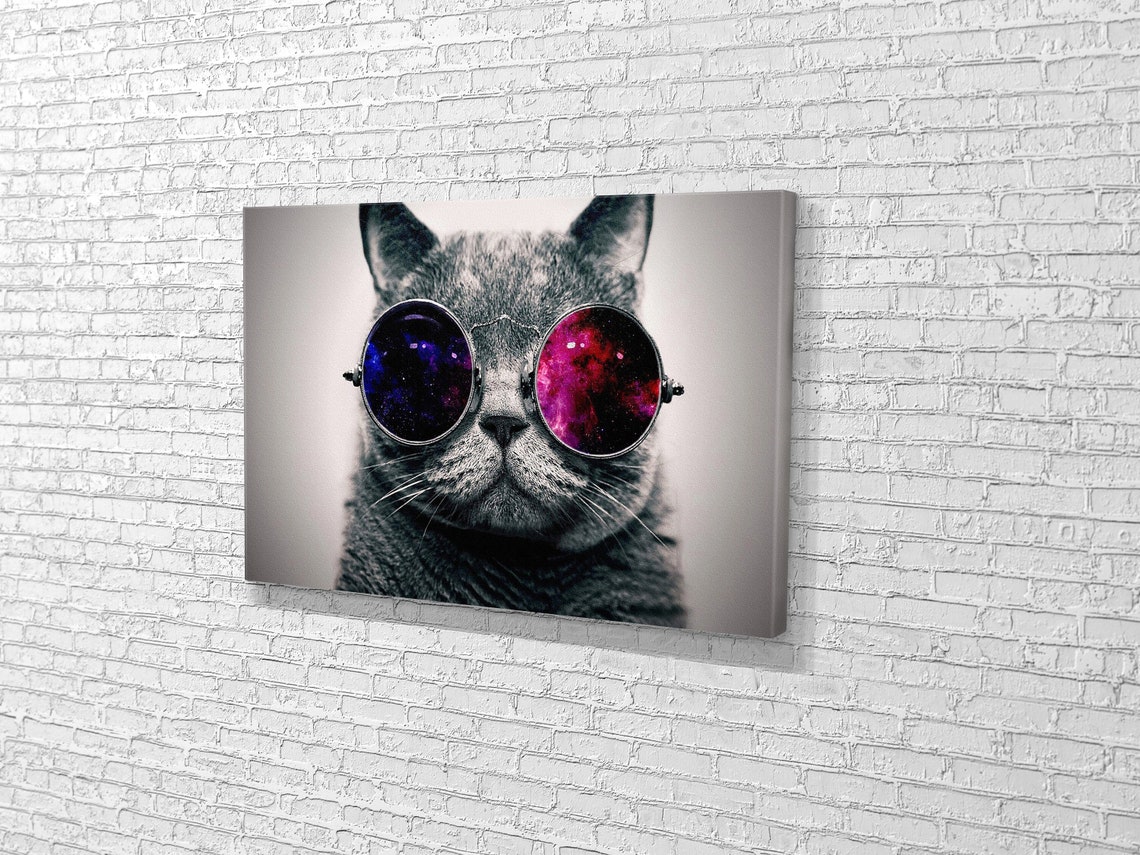Cool Cat Print on Canvas Modern Wall Art Canvas Wall Set | Etsy