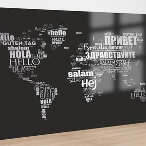 World Map of Greetings Tempered Glass Wallart / Acrylic Glass Art ...