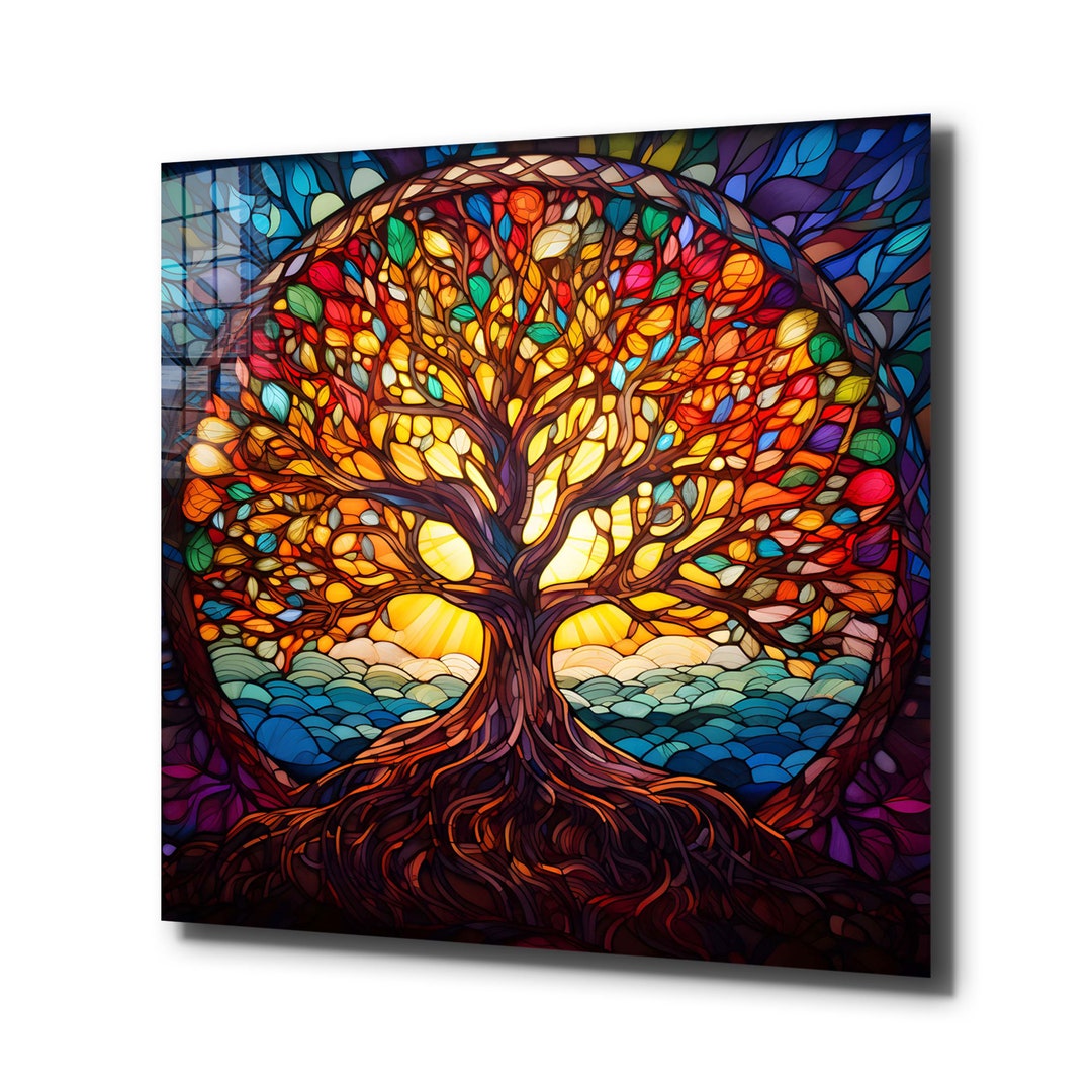 Tempered Glass Tree of Life Wall Art: Stained Glass Style - Etsy