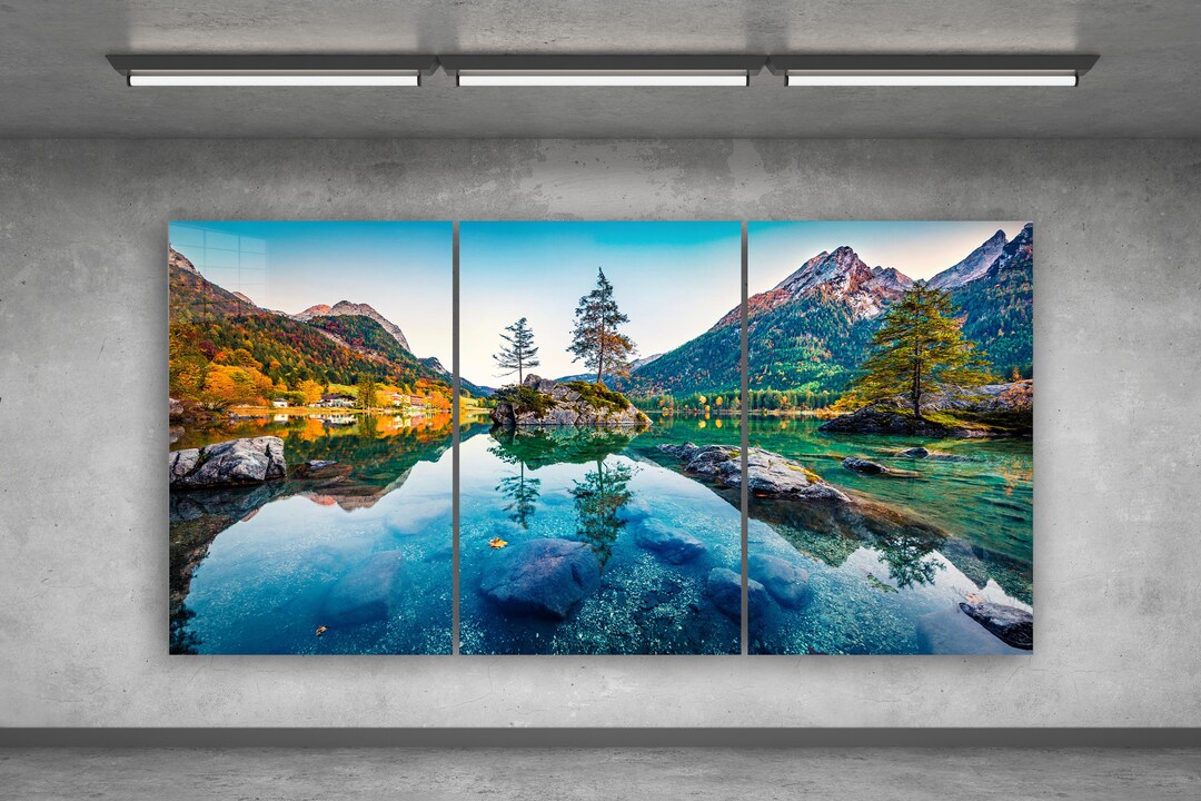 Tempered Glass 3-panel Wall Art: Mountain Lake Reflection - Etsy