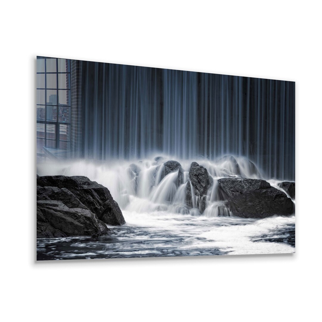 Waterfall Glass Wall Art: Floating Frame Canvas Decor - Etsy