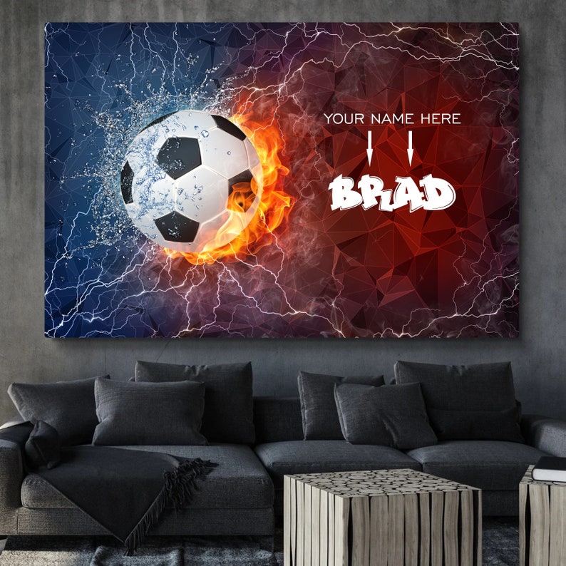 Football Soccer Print on Canvas Floating Frame Option - Etsy
