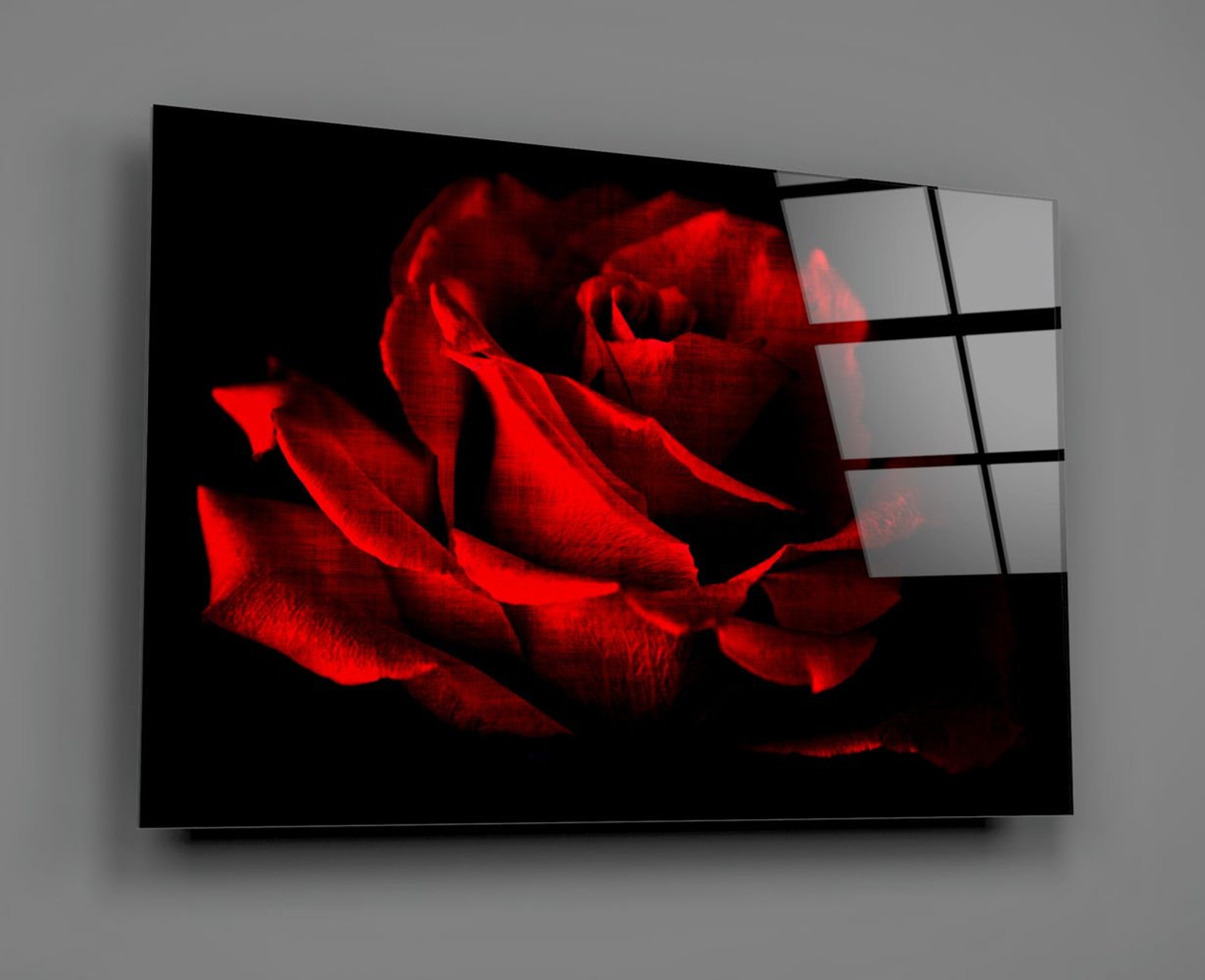 Red Rose Tempered Glass Printing Wall Art Natural And Vivid | Etsy